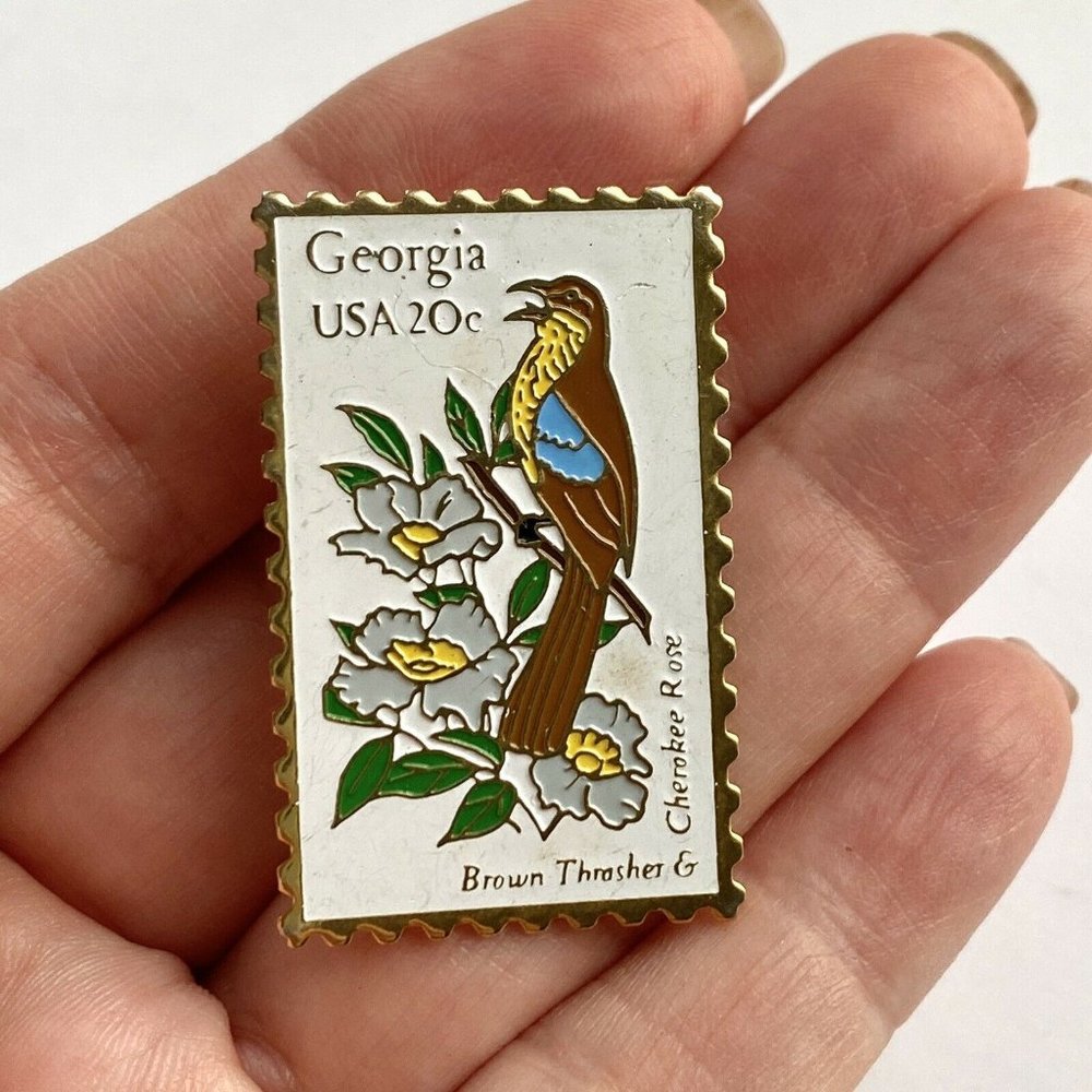 Vintage Winco Int. Georgia Usps Stamp Pin 20 Cent Wit… - Gem